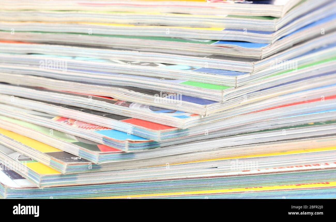 stack of magazines closeup Stock Photo - Alamy