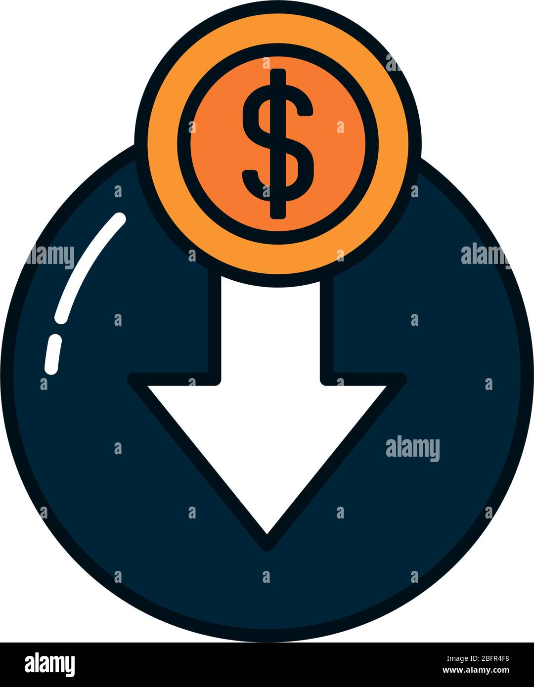 oil drop with money coin and arrow down icon over white background ...