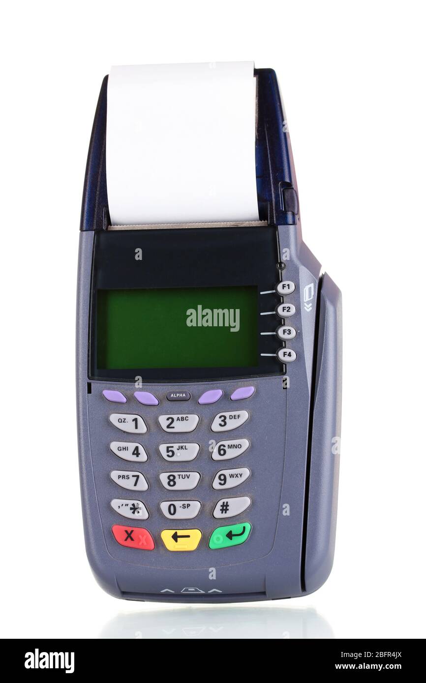 bank terminal isolated on white Stock Photo - Alamy