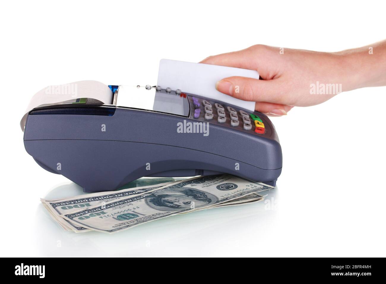 bank terminal and credit card processing isolated on white Stock Photo ...