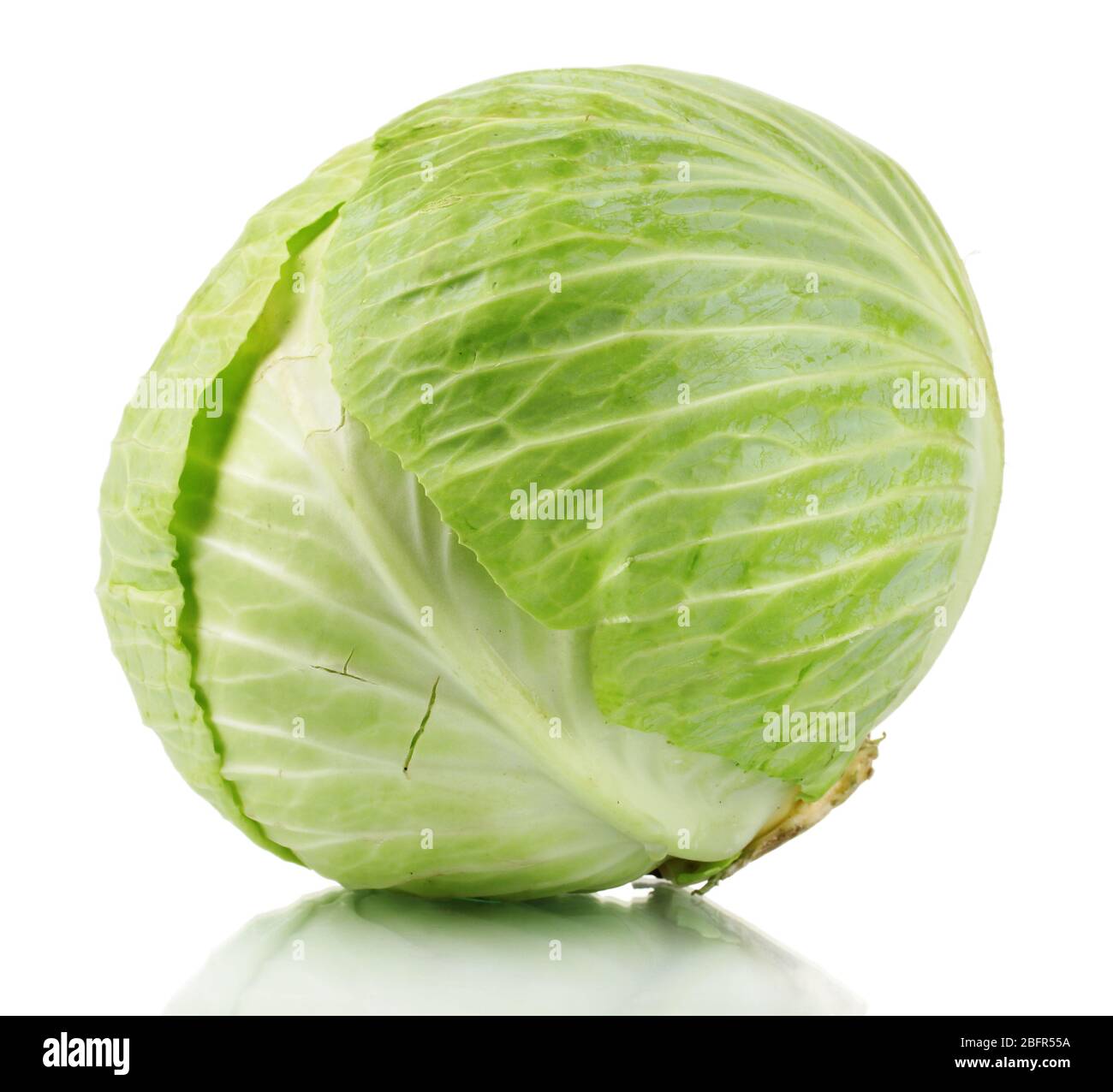 whole green cabbage isolated on white Stock Photo - Alamy