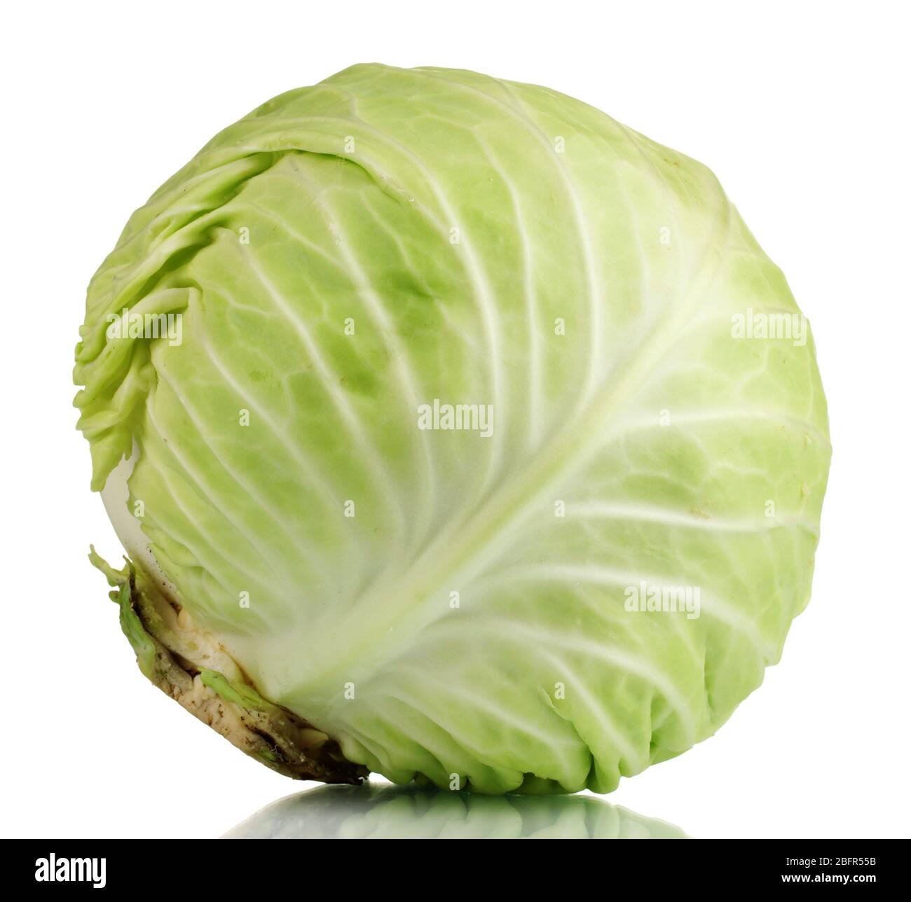 whole green cabbage isolated on white Stock Photo - Alamy