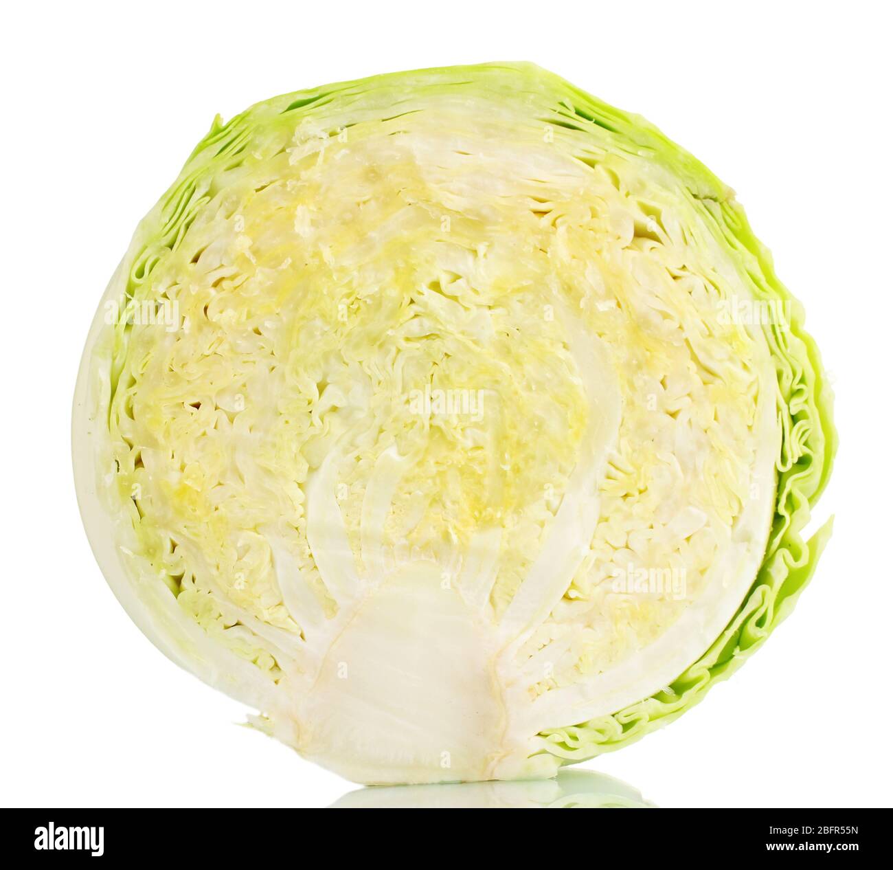 Half of fresh green cabbage isolated on white Stock Photo - Alamy