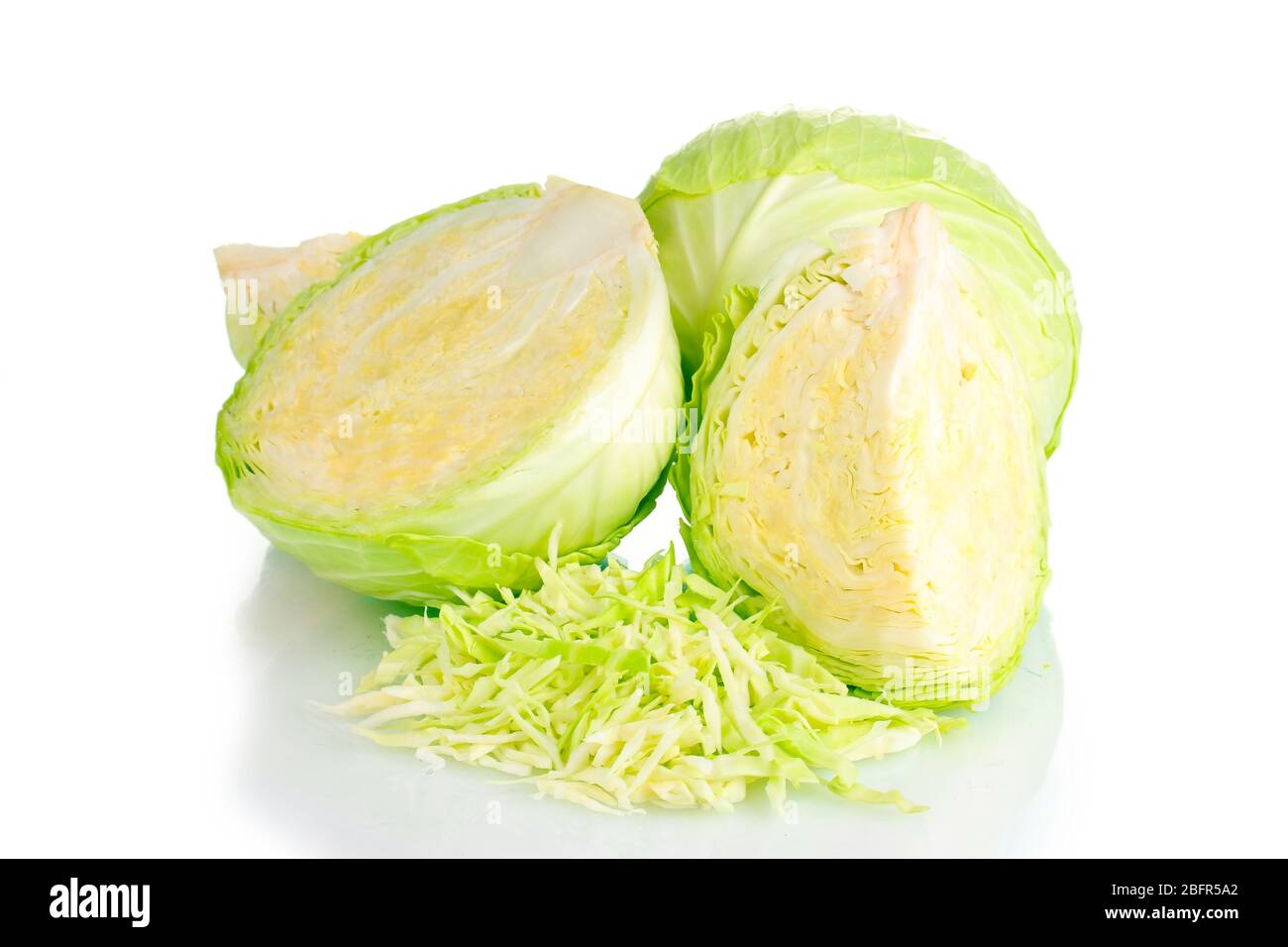 sliced green cabbage isolated on white Stock Photo - Alamy