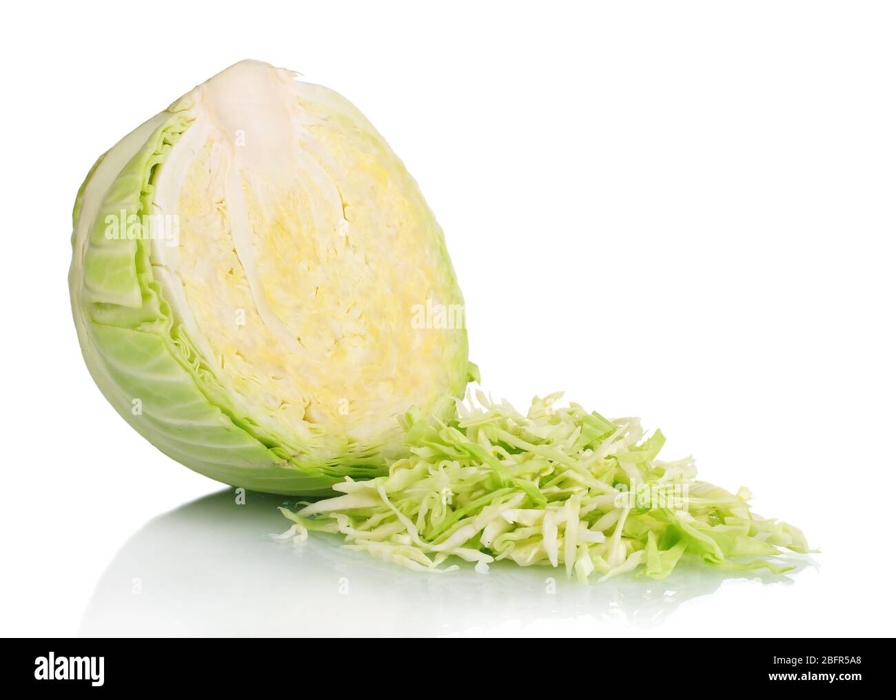 sliced green cabbage isolated on white Stock Photo - Alamy