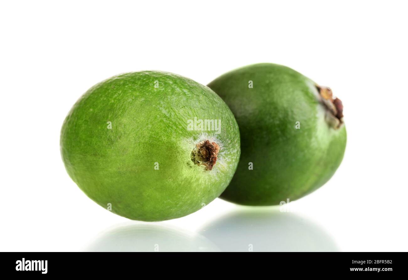 green feijoa fruit, isolated on white Stock Photo - Alamy