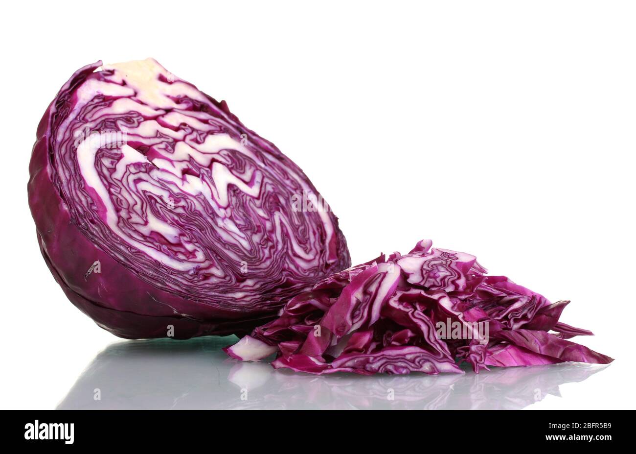 sliced red cabbage isolated on white Stock Photo - Alamy
