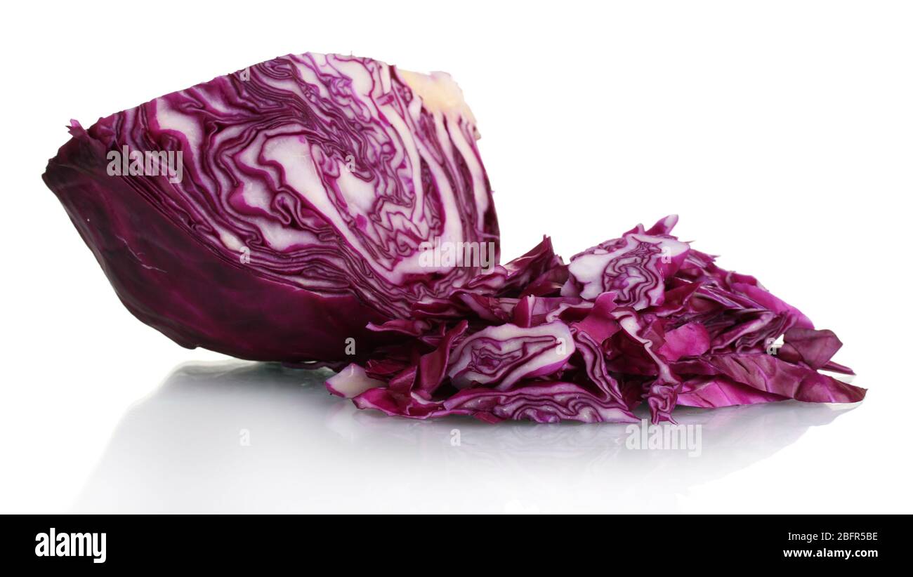 sliced red cabbage isolated on white Stock Photo - Alamy