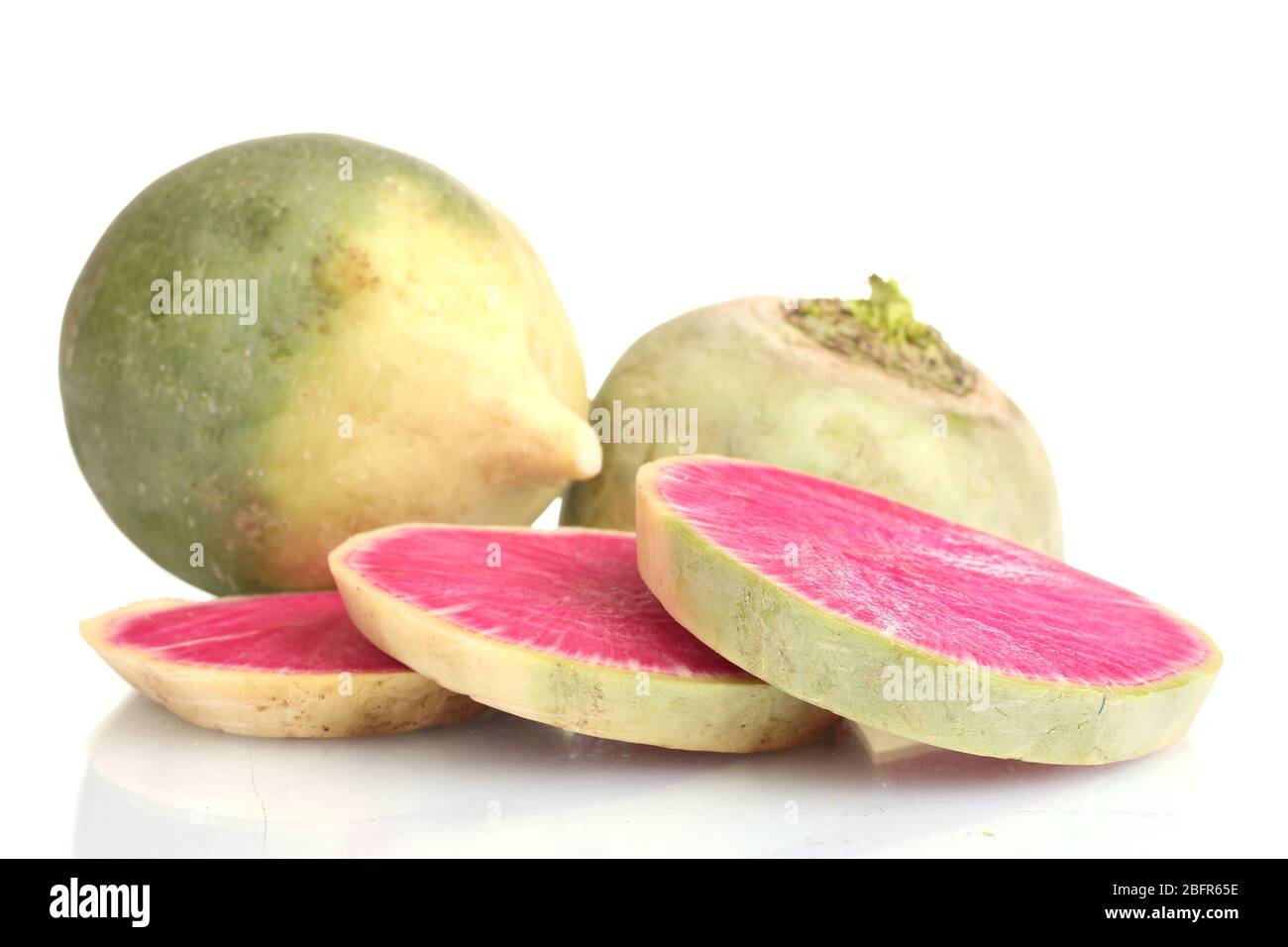 sliced radish isolated on white Stock Photo - Alamy