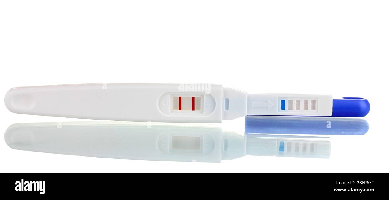 positve pregnancy test isolated on white Stock Photo - Alamy