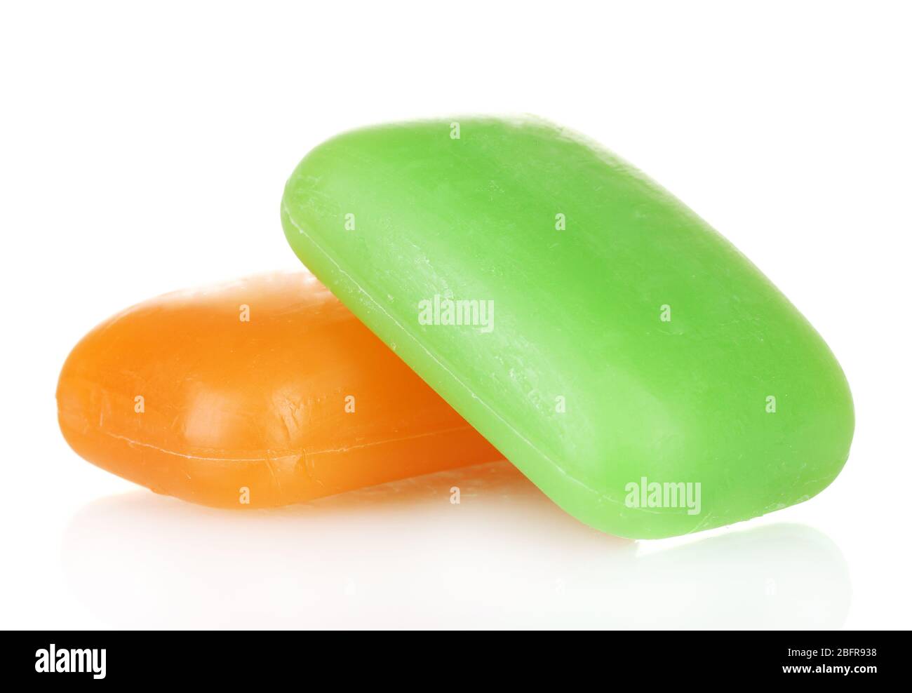 Two soap on white background Stock Photo - Alamy
