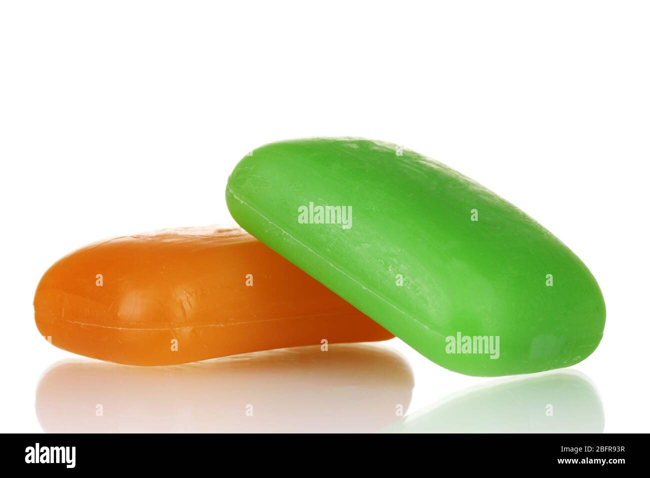 Two soap on white background Stock Photo - Alamy