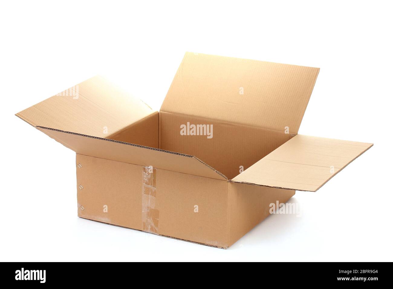 open cardboard box isolated on white Stock Photo - Alamy