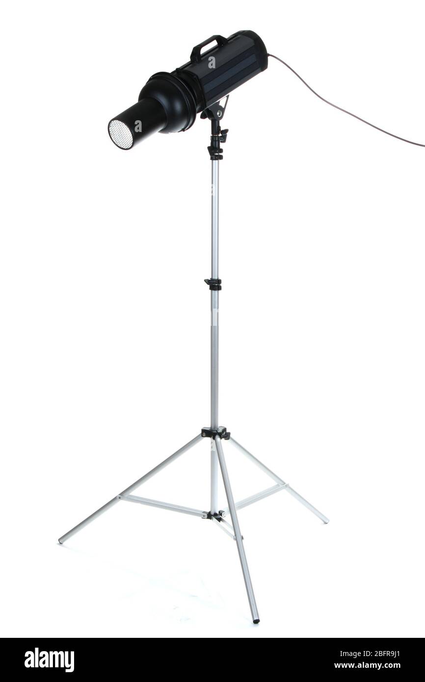 Professional studio flash isolated on white Stock Photo - Alamy