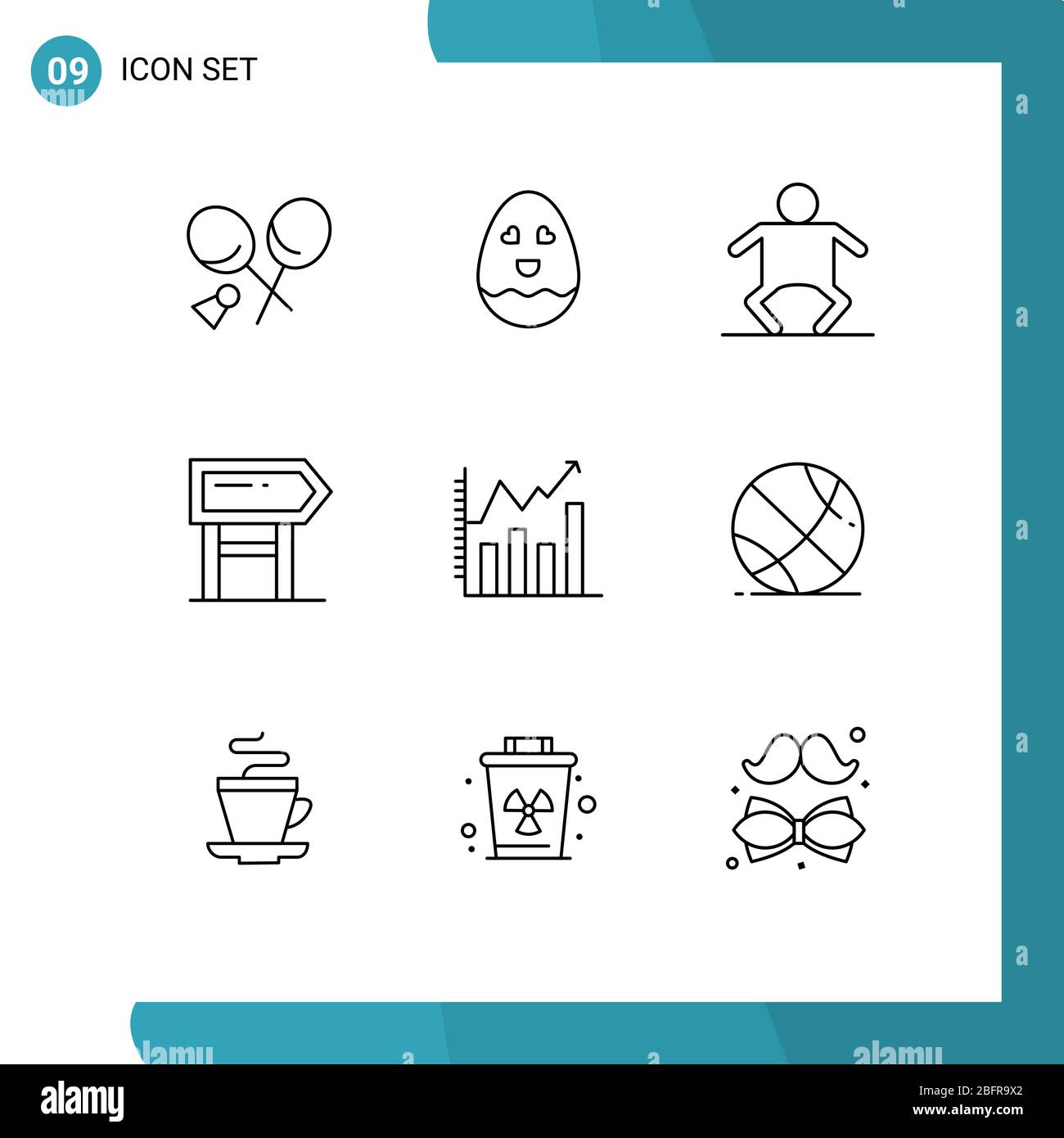 Outline Pack of 9 Universal Symbols of chart, analytic, human, analysis ...
