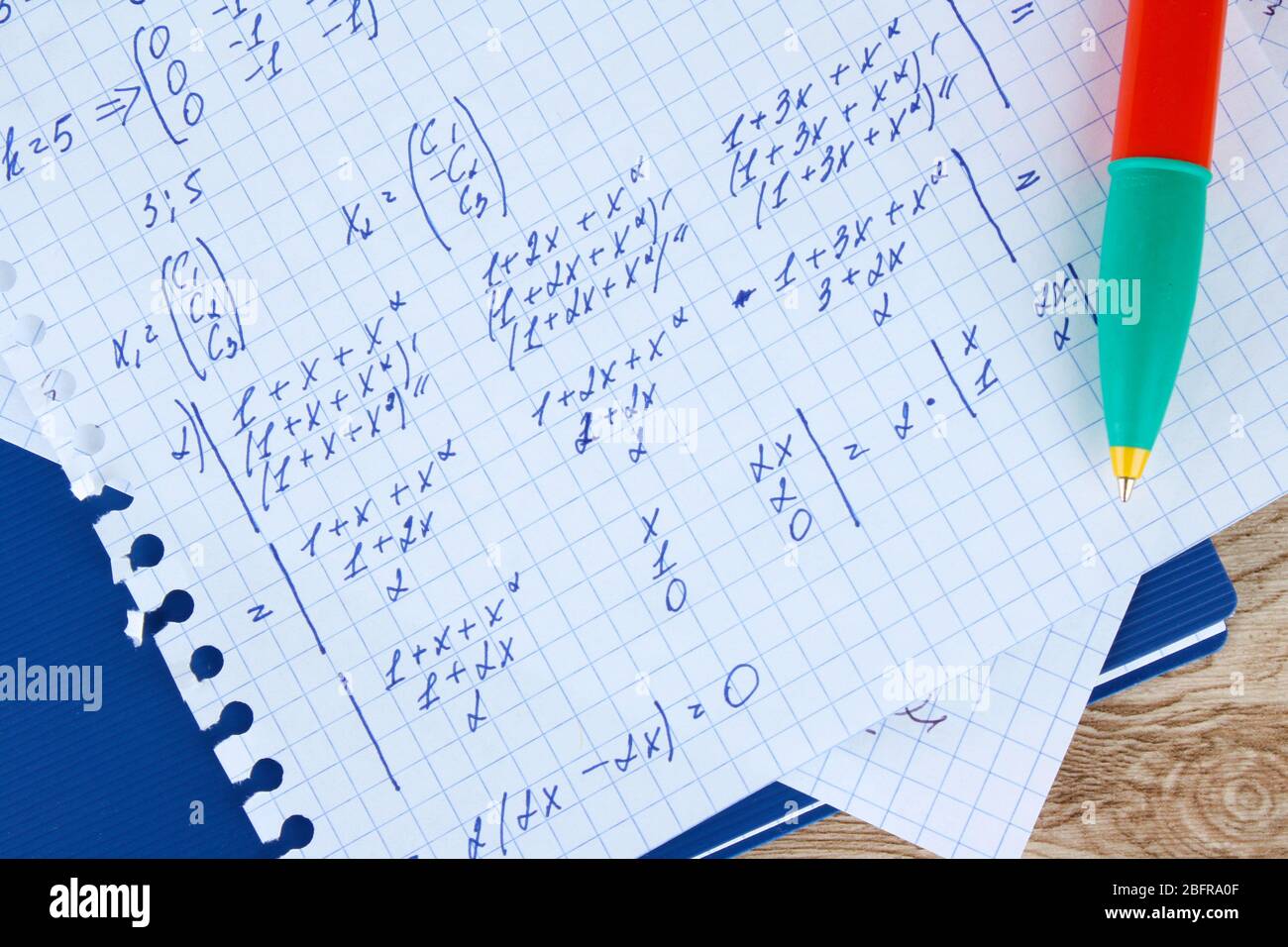 Math on copybook page closeup Stock Photo - Alamy