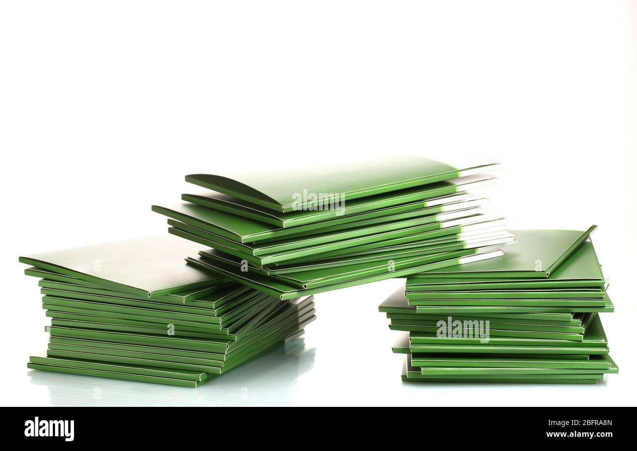 Many green folders isolated on white Stock Photo - Alamy