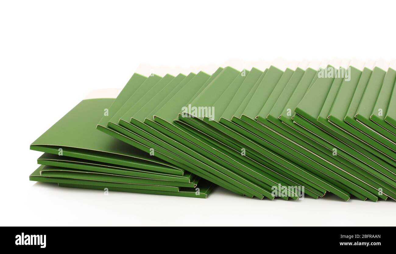 Many green folders isolated on white Stock Photo - Alamy
