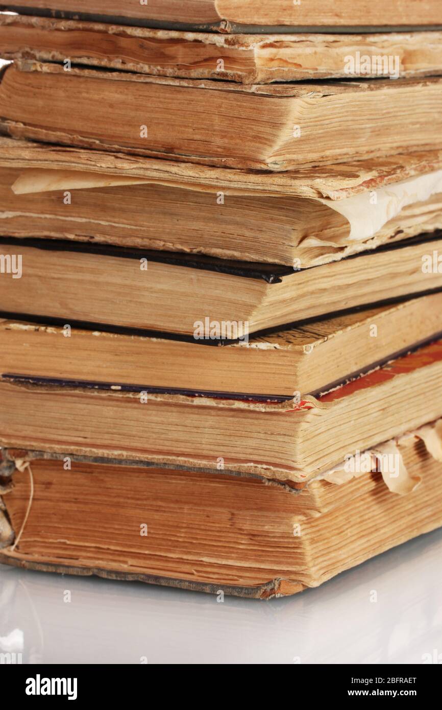 Pile of old books closeup Stock Photo - Alamy