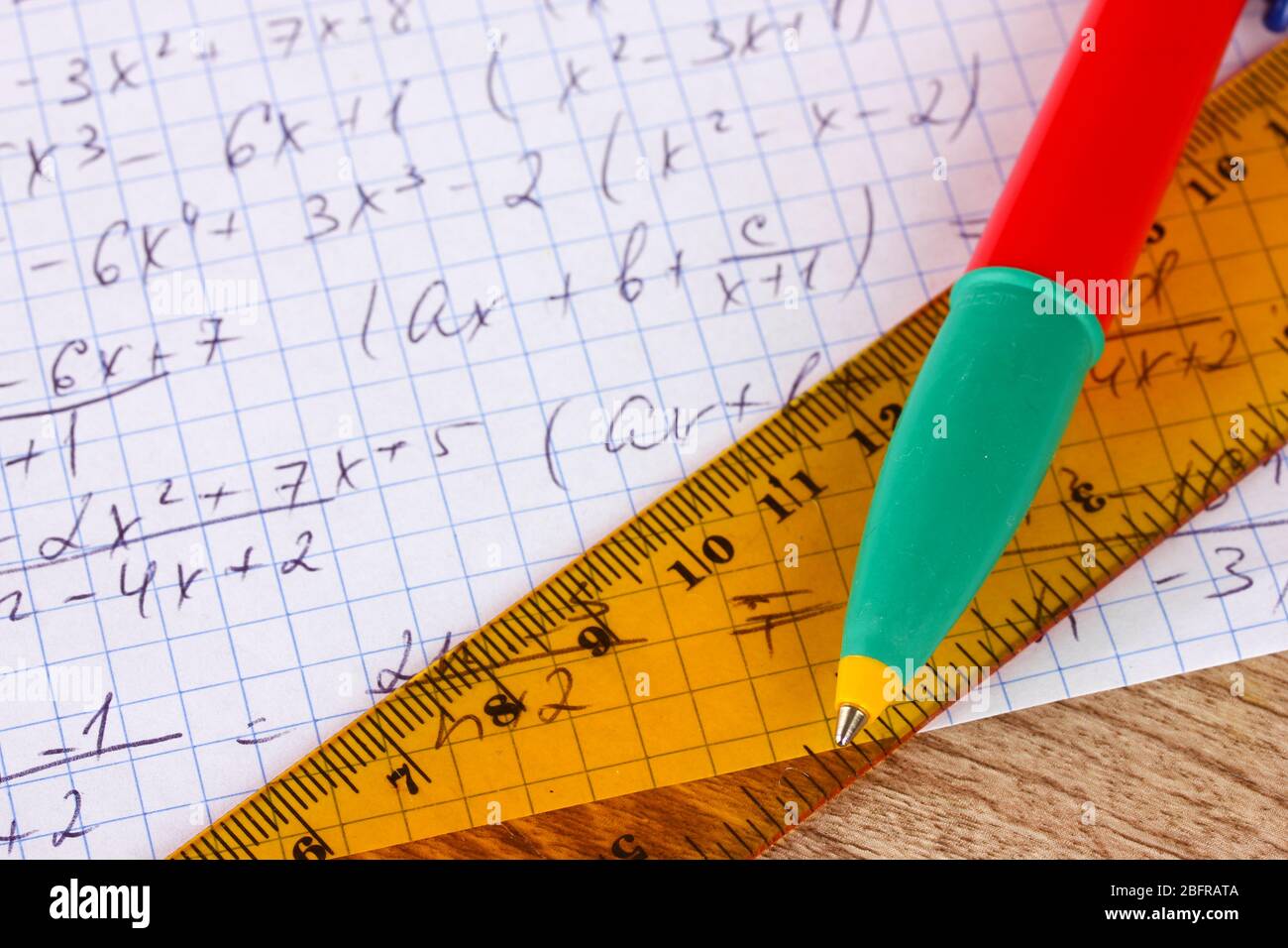 Math on copybook page hi-res stock photography and images - Alamy