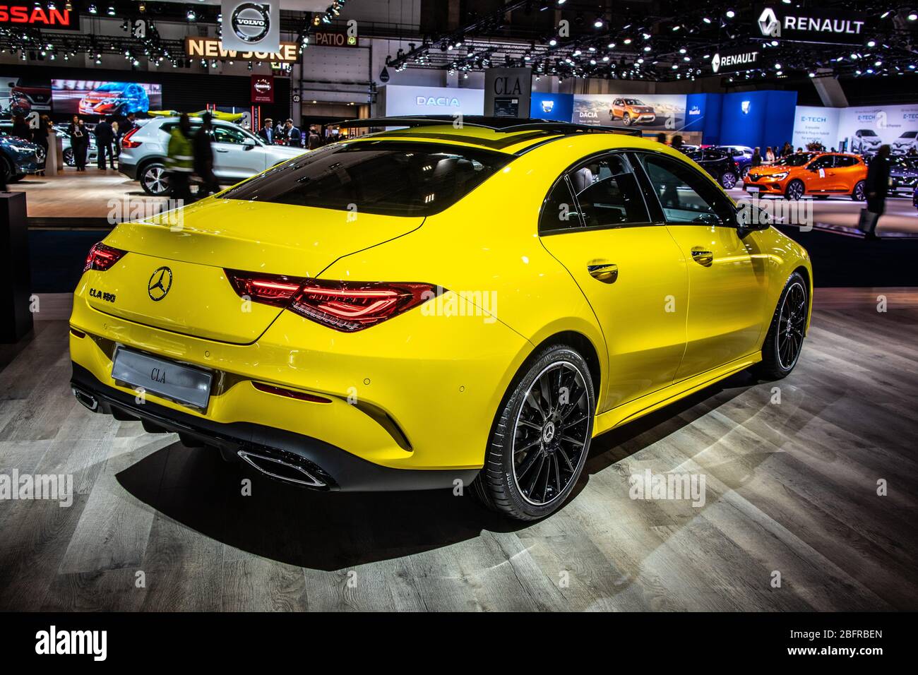 Brussels, Belgium, Jan 2020 yellow new Mercedes CLA 180 at Brussels ...