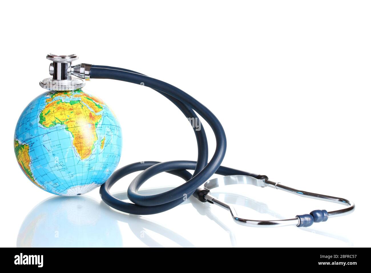 Globe and stethoscope isolated on white Stock Photo - Alamy