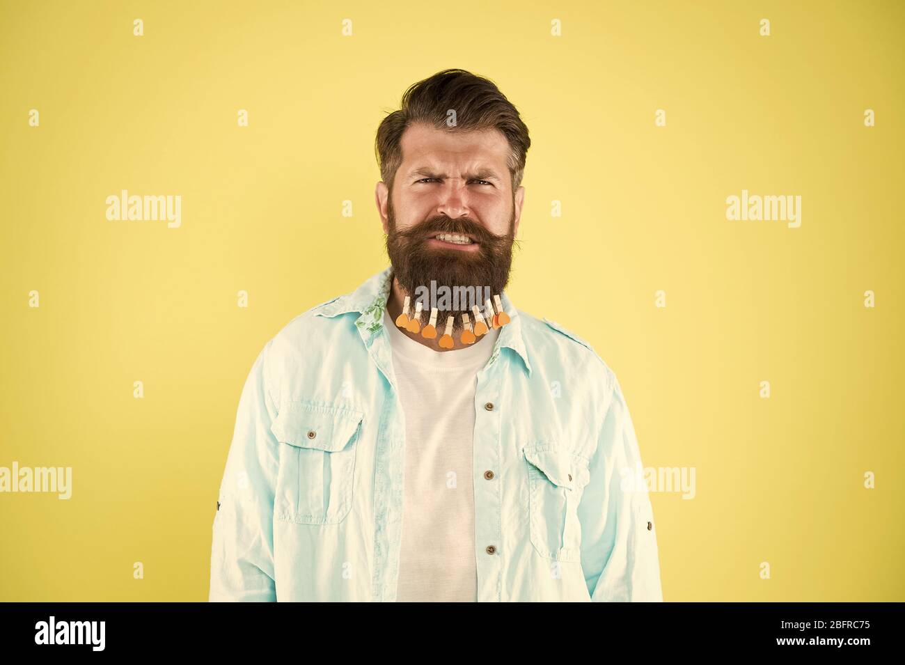 it hurts so much. individual hairstyle for male. man clothespin on ...