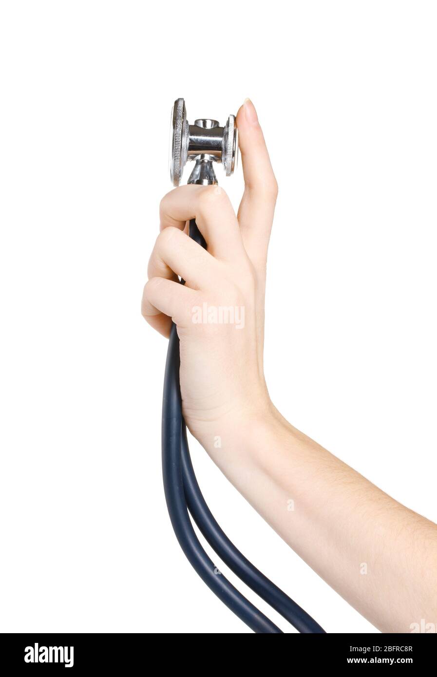 Doctor hand with stethoscope isolated on white Stock Photo - Alamy