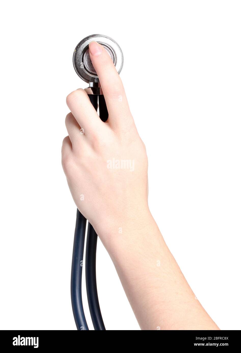 Doctor hand with stethoscope isolated on white Stock Photo - Alamy