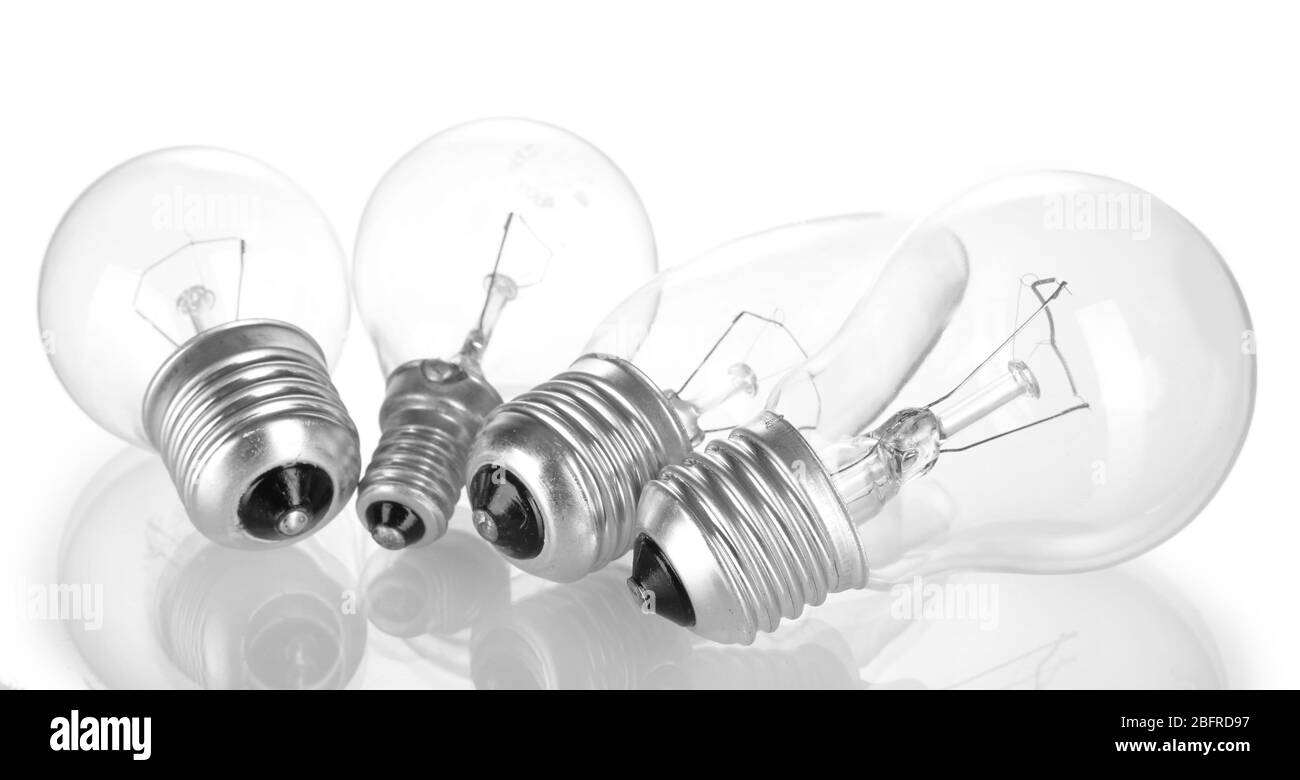 Four different light bulb isolated on white Stock Photo - Alamy