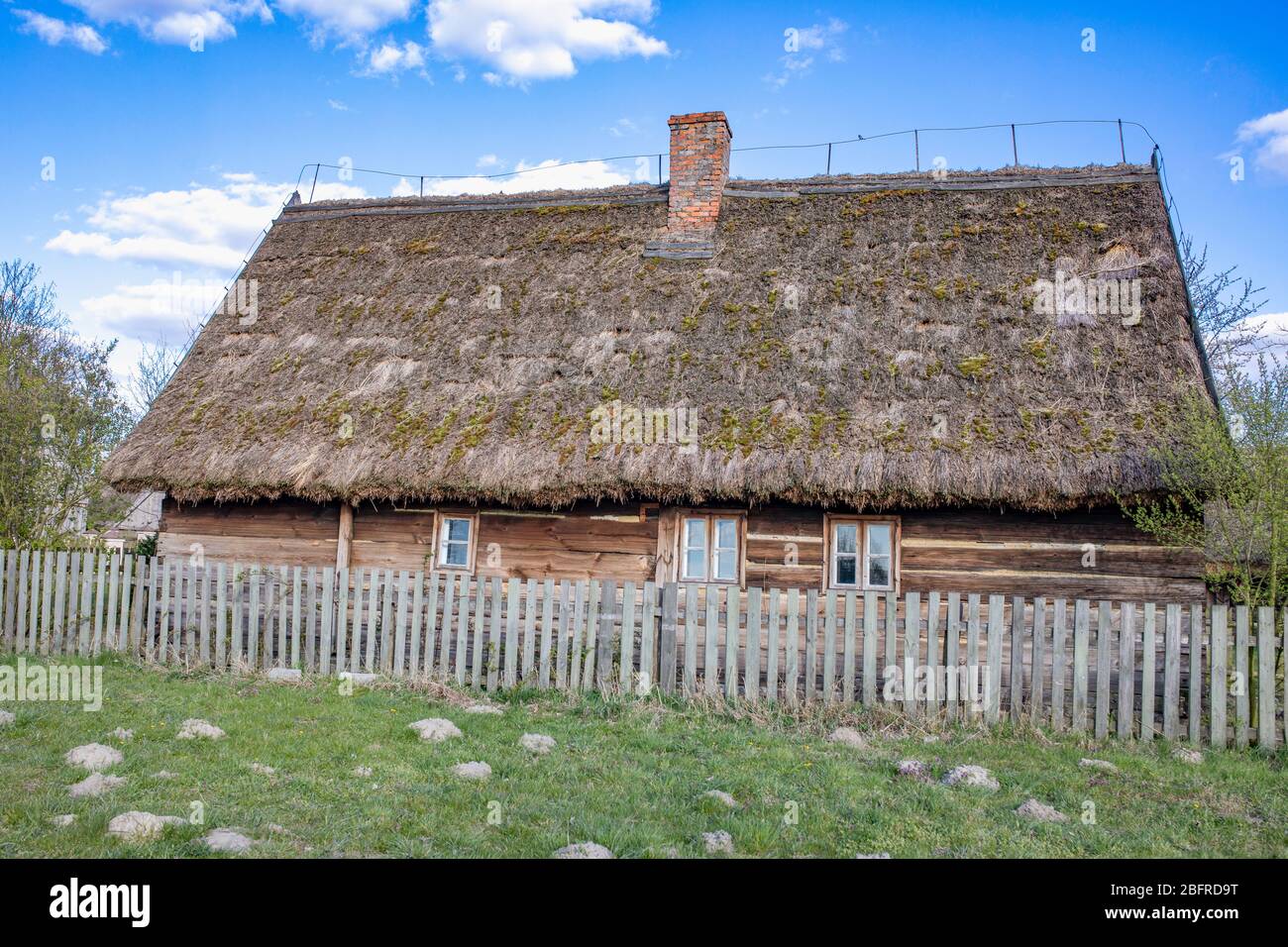 Traditional old polish countryside wooden houses and farmyards. Open ...