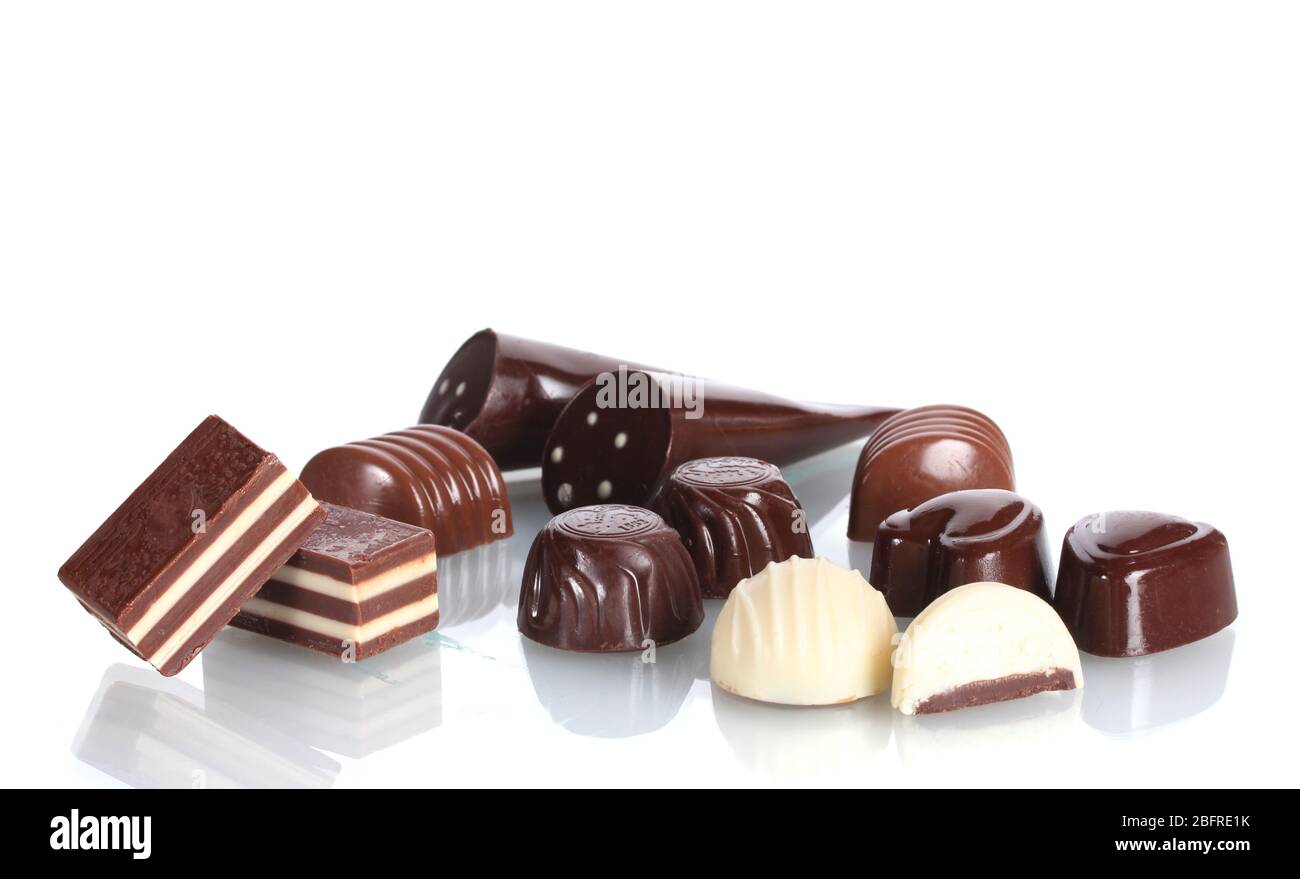Many different chocolate candy isolated on white Stock Photo - Alamy