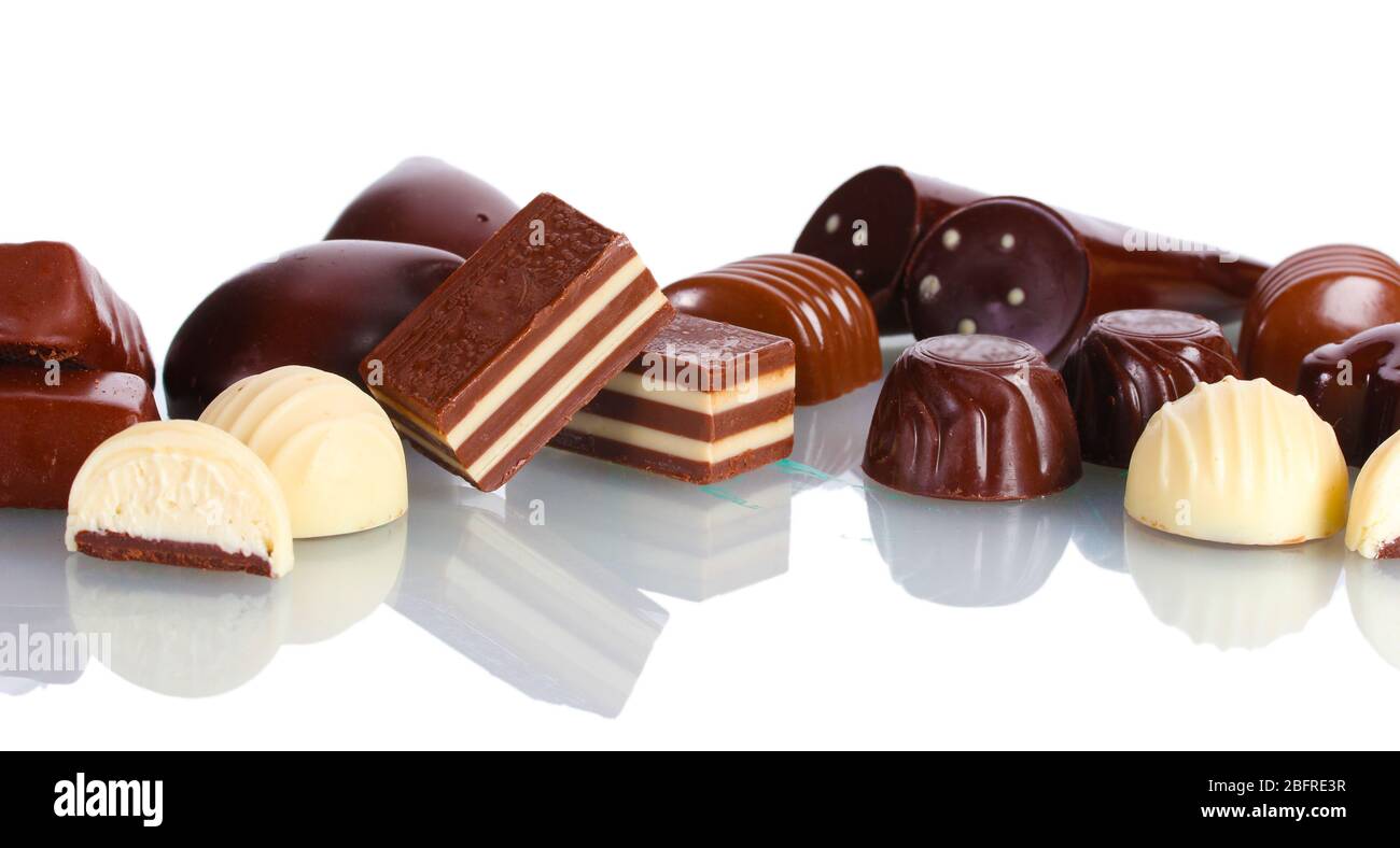 Many different chocolate candy isolated on white Stock Photo - Alamy