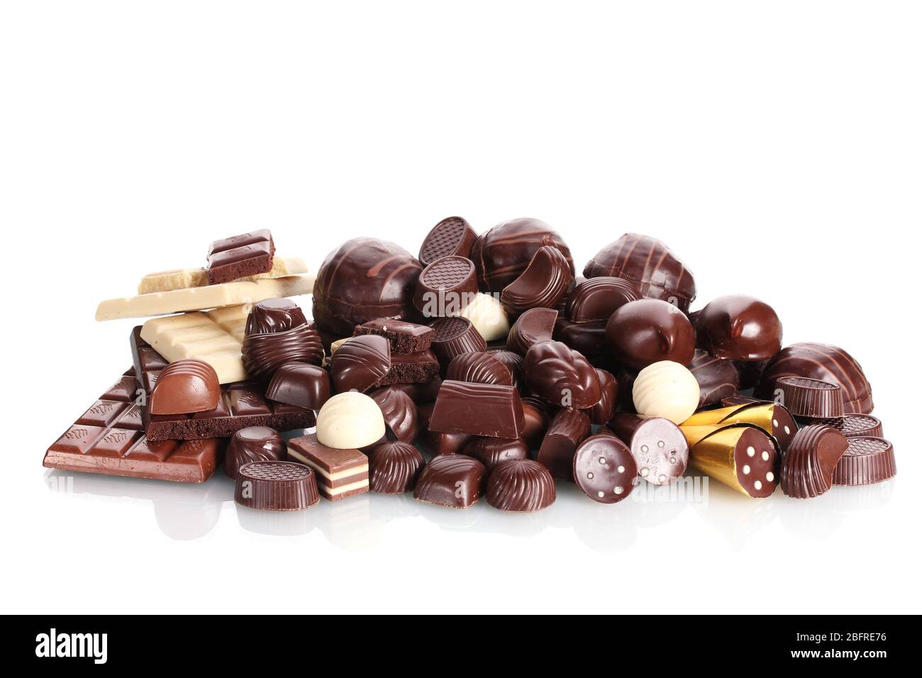 Many different chocolate candy isolated on white Stock Photo - Alamy