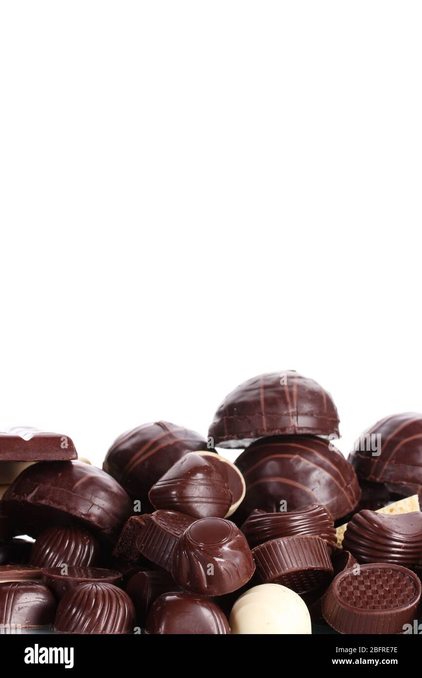 Many different chocolate candy isolated on white Stock Photo - Alamy