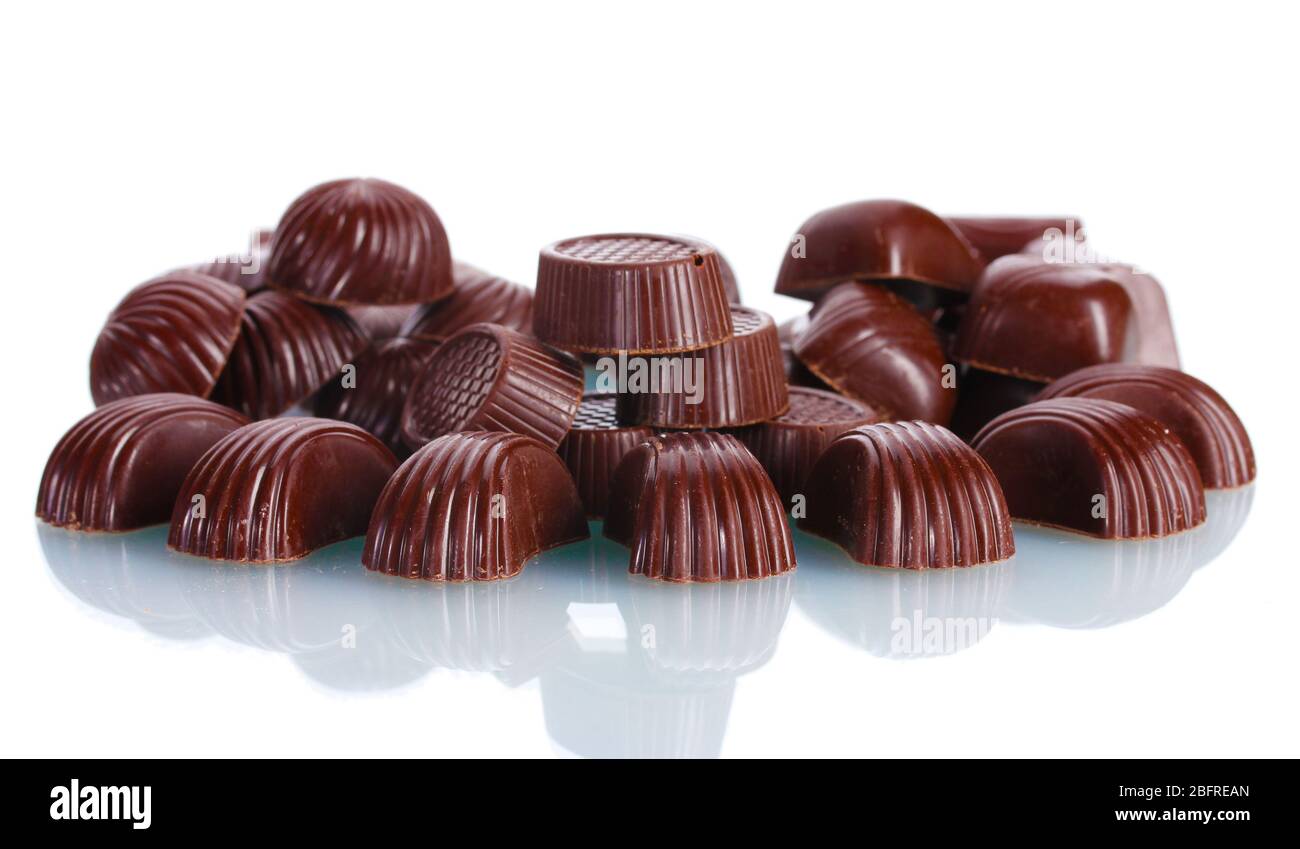 Many different chocolate candy isolated on white Stock Photo - Alamy