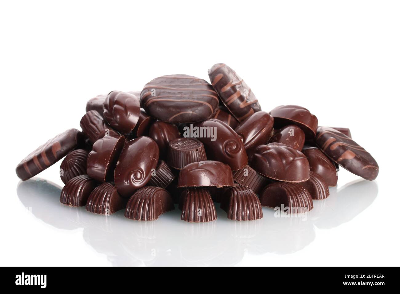 Many different chocolate candy isolated on white Stock Photo - Alamy
