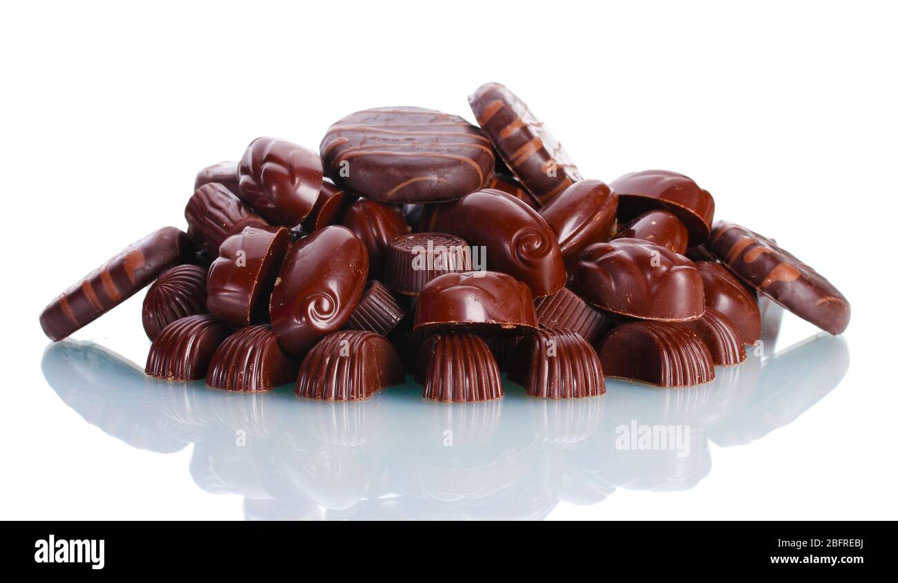 Many different chocolate candy isolated on white Stock Photo - Alamy