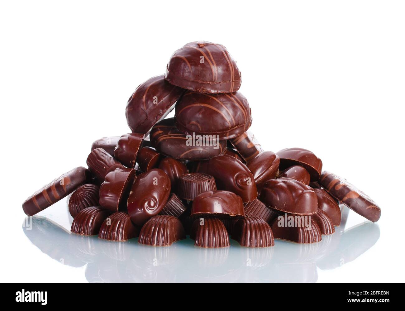 Many different chocolate candy isolated on white Stock Photo - Alamy
