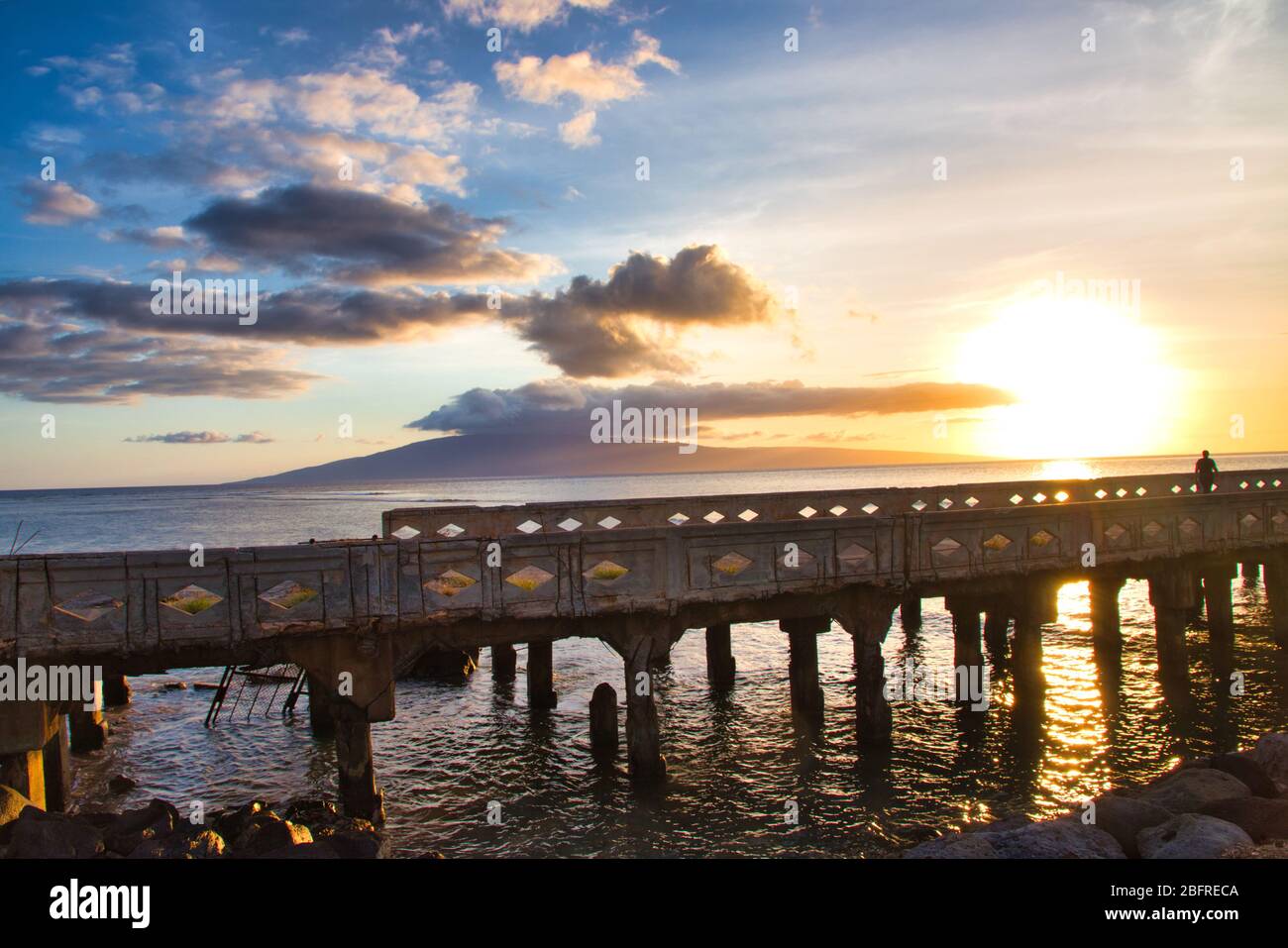 Dramatic sunset at the ruins of Mala Pier on Maui Stock Photo - Alamy