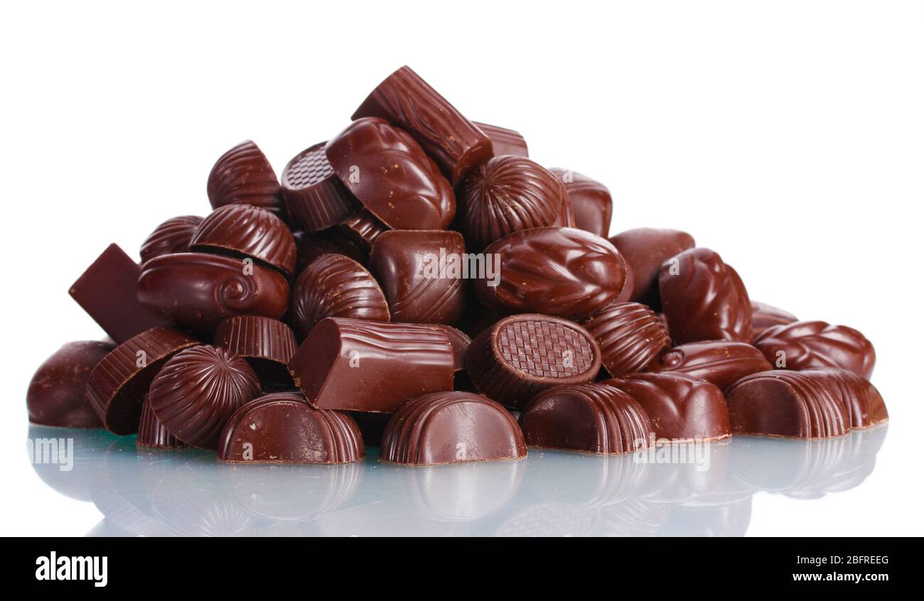 Many different chocolate candy isolated on white Stock Photo - Alamy