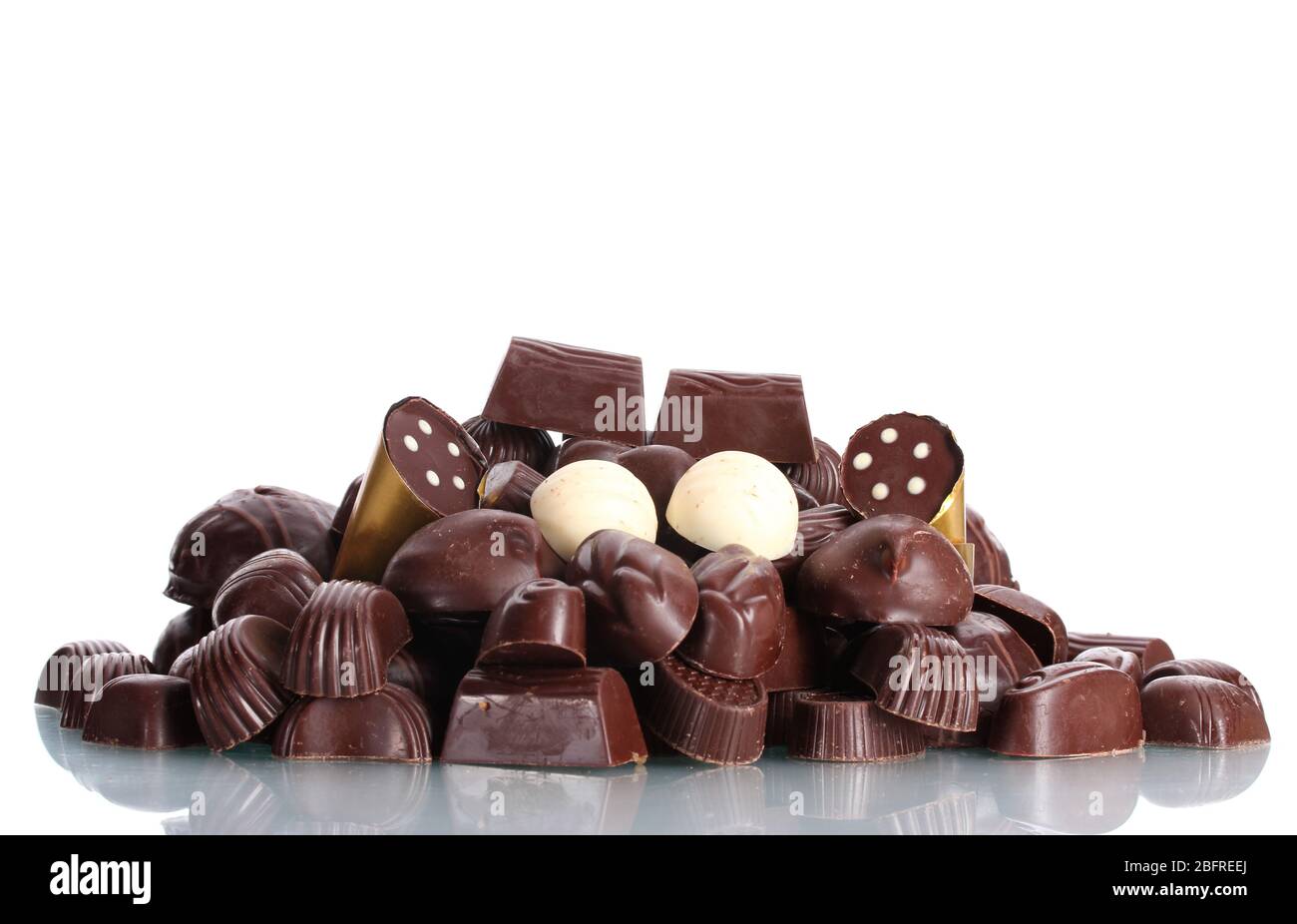 Many different chocolate candy isolated on white Stock Photo - Alamy