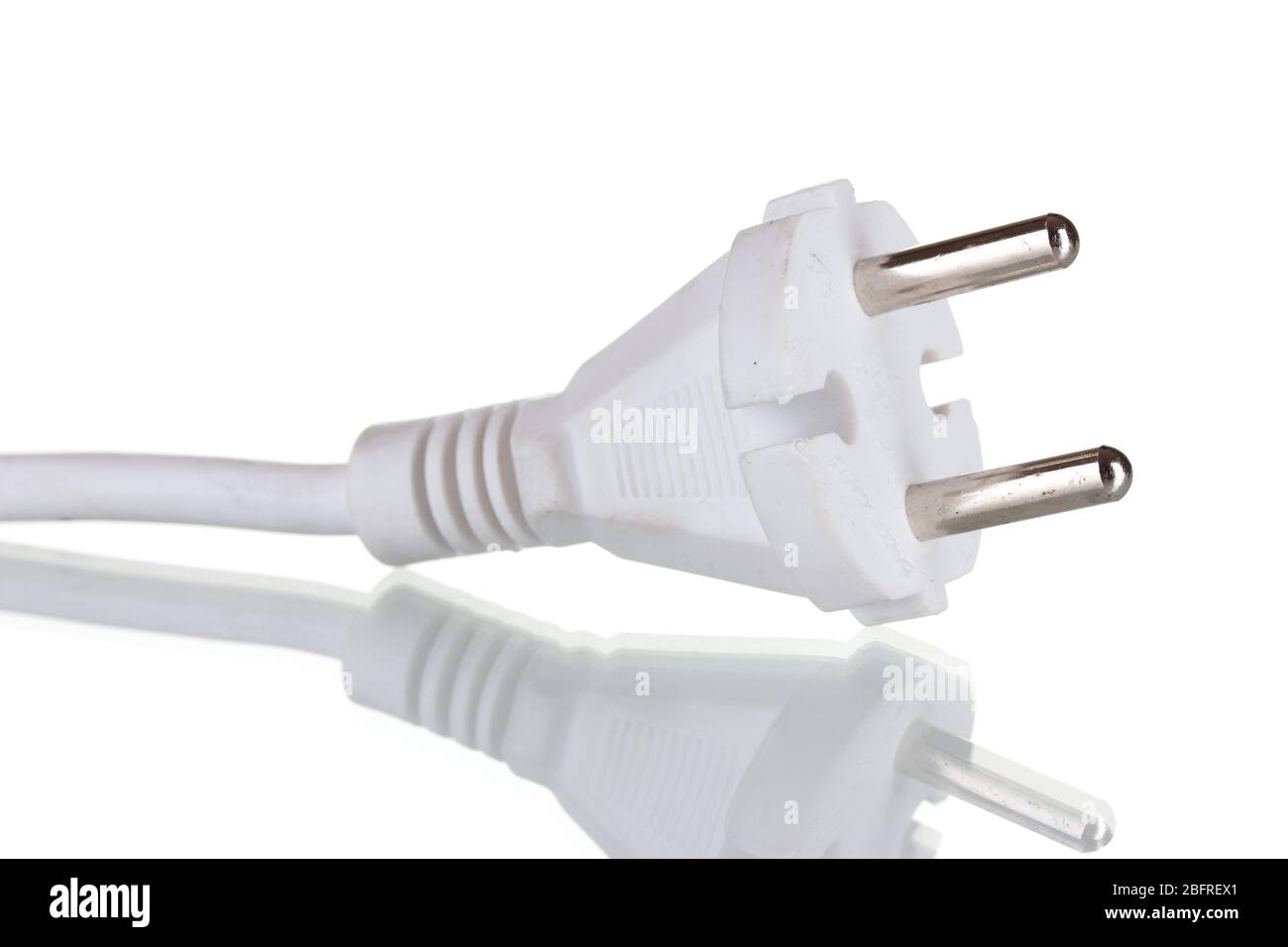 Standart white plug isolated on white Stock Photo - Alamy