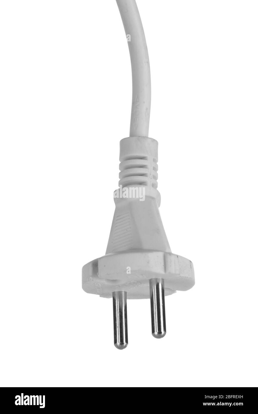Standart white plug isolated on white Stock Photo - Alamy