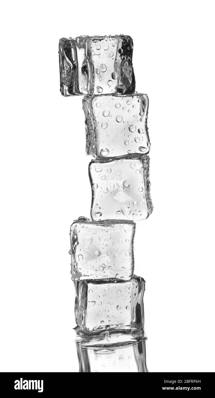 Melting ice cubes isolated on white Stock Photo - Alamy