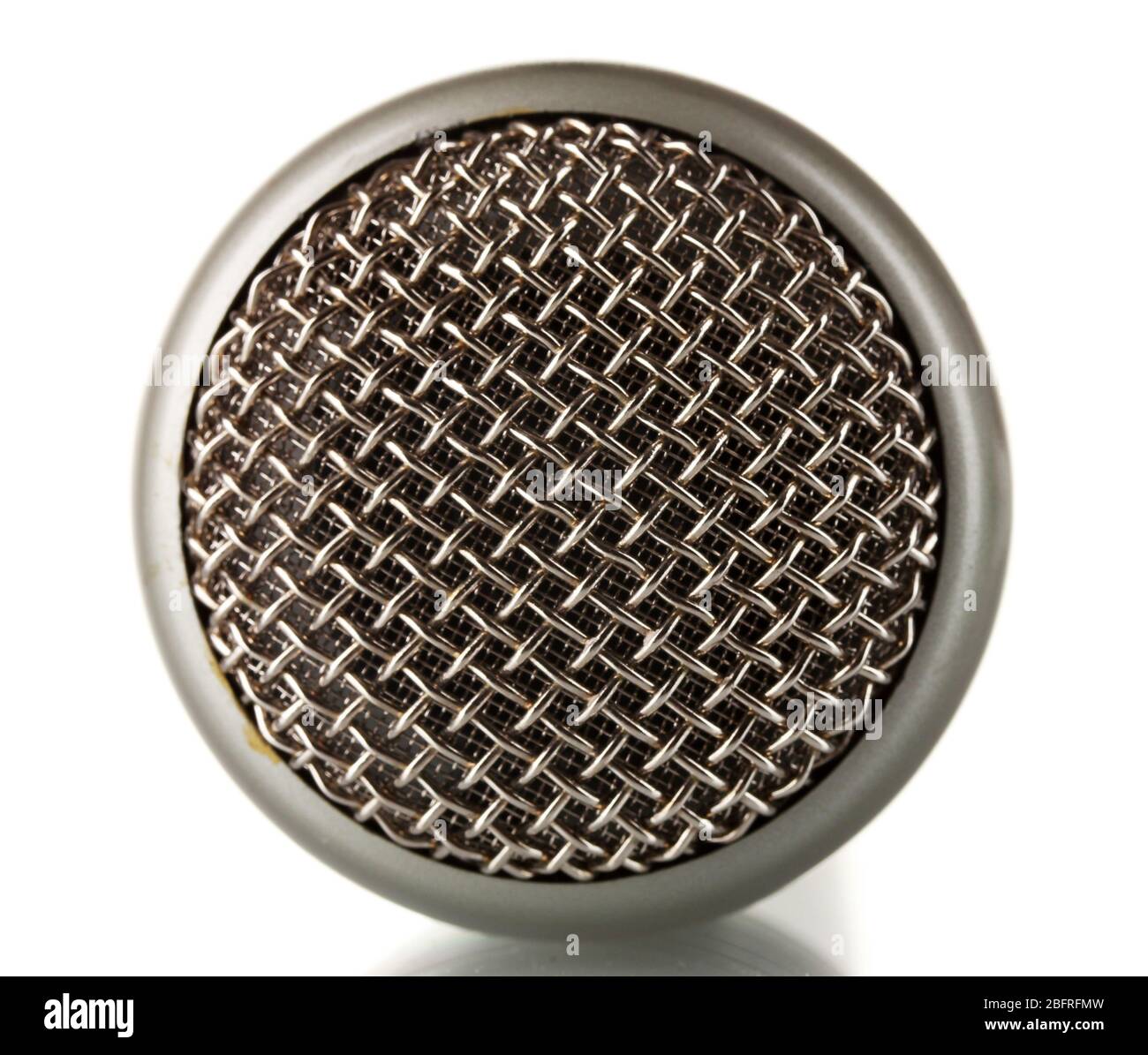 Shiny grey iron microphone isolated on white Stock Photo - Alamy
