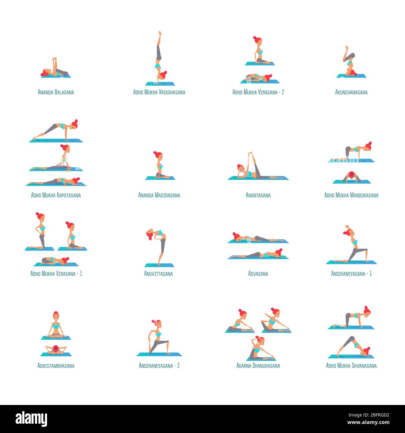 Woman yoga asanas vector vector vectors hi-res stock photography and ...
