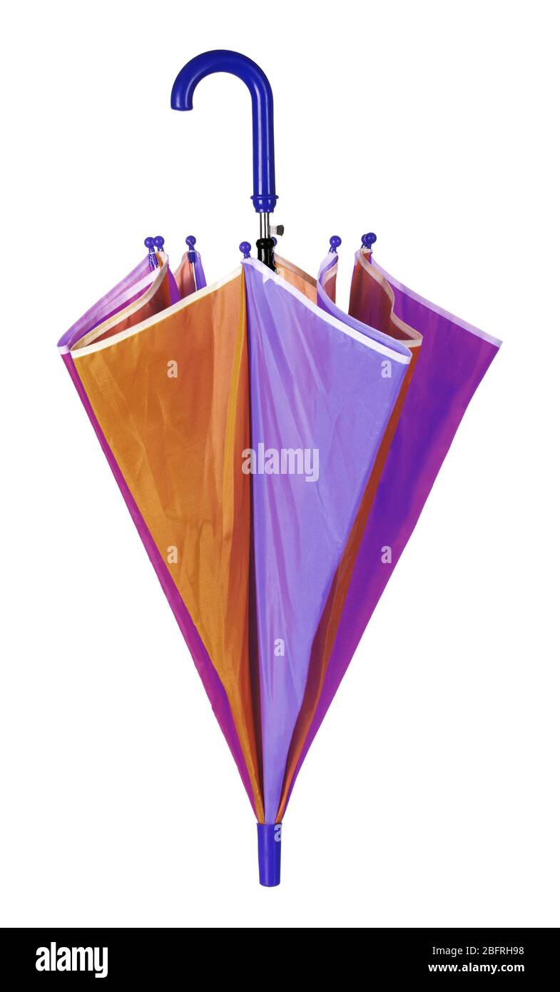 Closed multi-colored umbrella isolated on white Stock Photo - Alamy