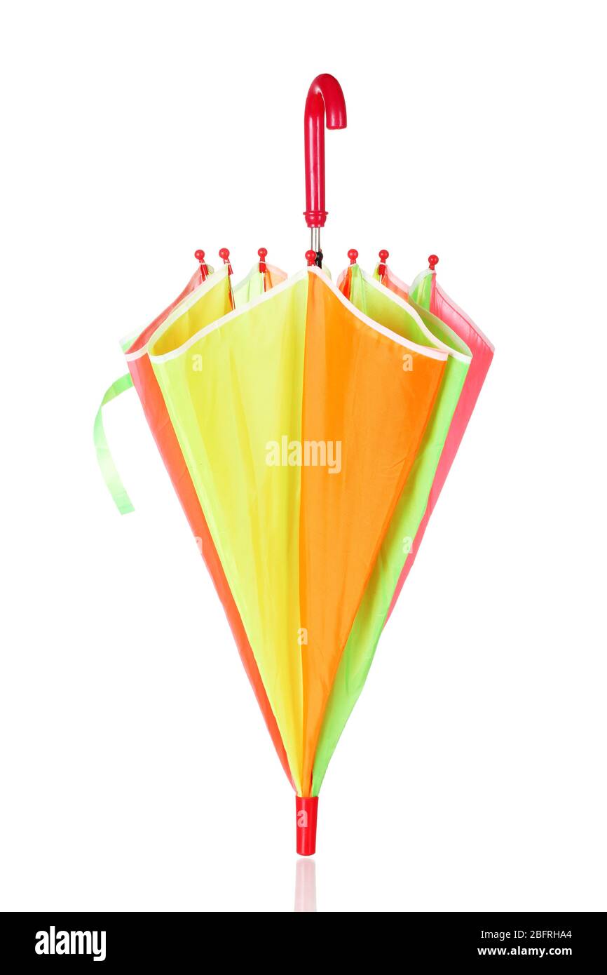 Closed multi-colored umbrella isolated on white Stock Photo - Alamy
