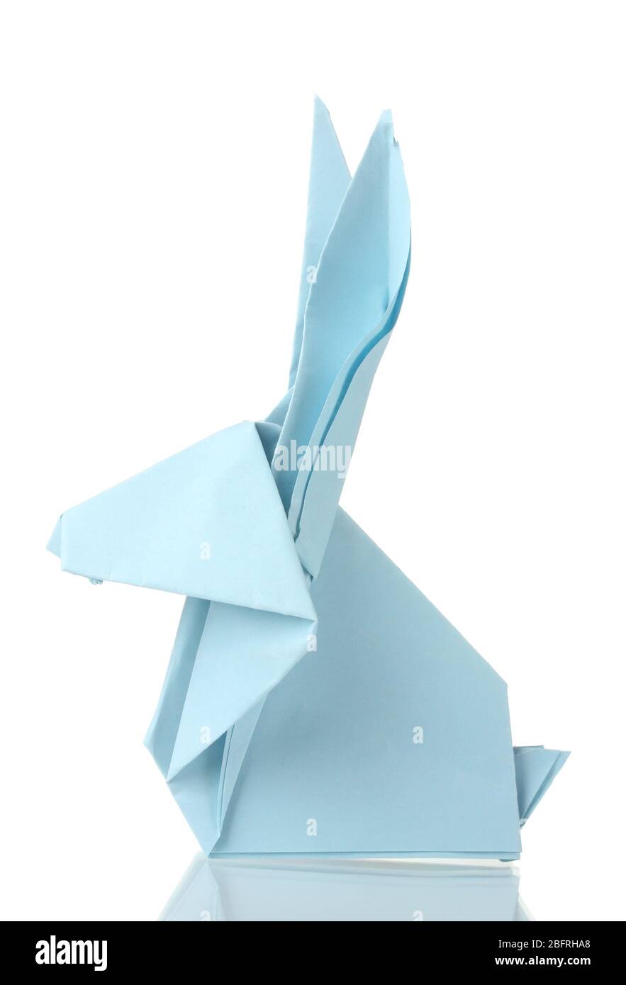 Origami rabbit out of the blue paper isolated on white Stock Photo - Alamy
